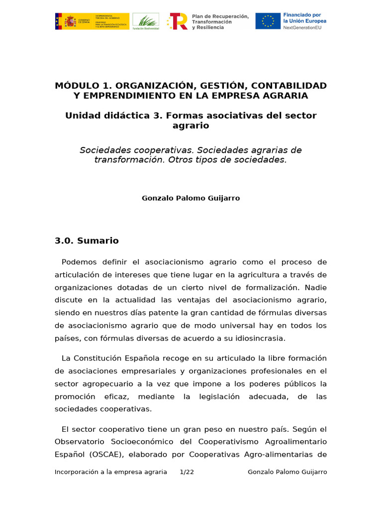 M1.UD3. Formas Asociativas Del Sector Agrario | PDF | Sociedad de responsabilidad limitada ...