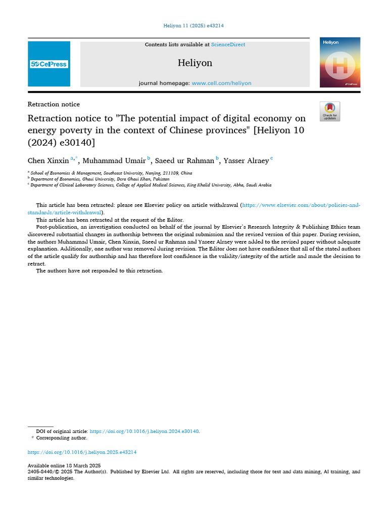 Retraction Notice To The Potential Impact of Digi | PDF