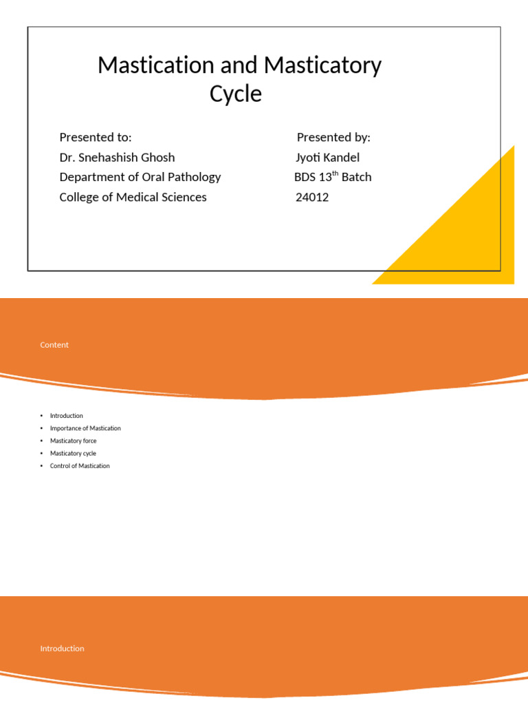 Mastication and Masticatory Cycle | PDF | Digestion | Tooth