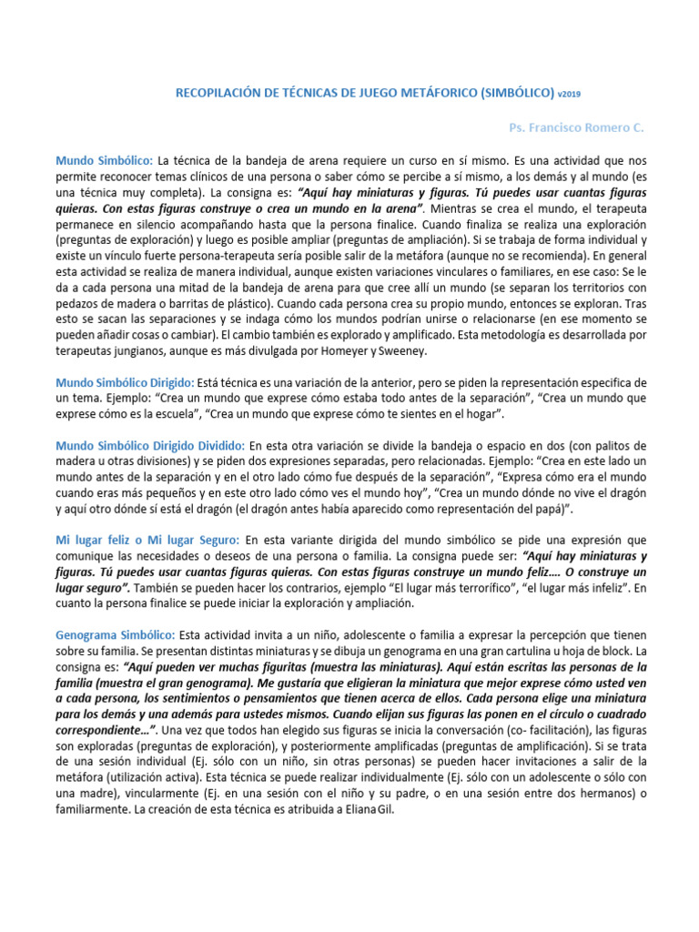 Técnicas de Juego Metafórico en Terapia | PDF