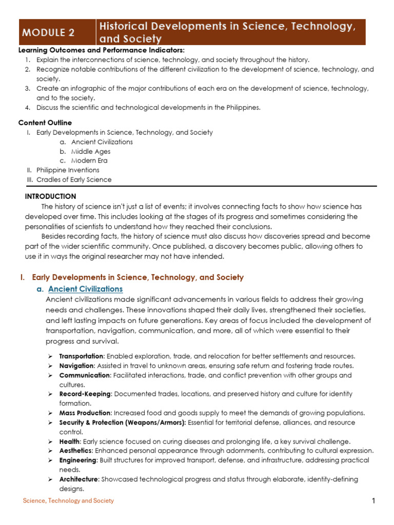 MODULE 2 Historical Developments in Science, Technology, and Society-1 | PDF | Mesopotamia ...
