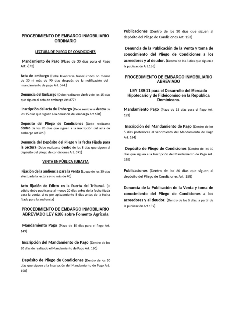 Procedimiento de Embargo Inmobiliario | PDF | Deuda | Derecho privado
