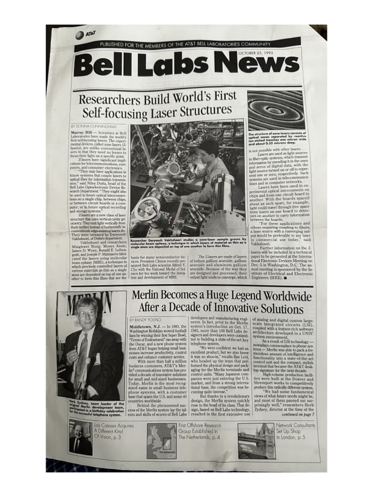 Bell Labs News 1993 | PDF