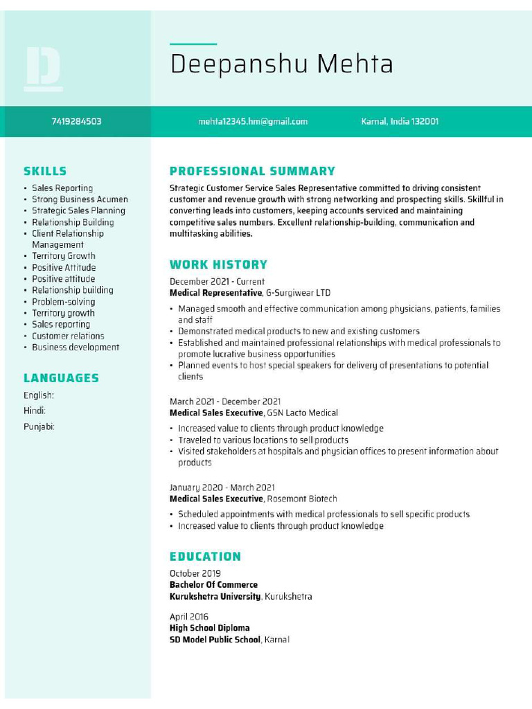 Deepanshu Mehta Latest CV | PDF