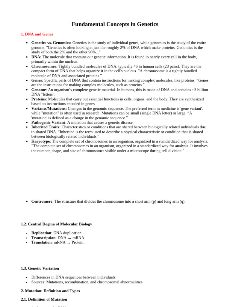 Fundamental Concepts in Genetics | PDF | Genetic Disorder | Cancer