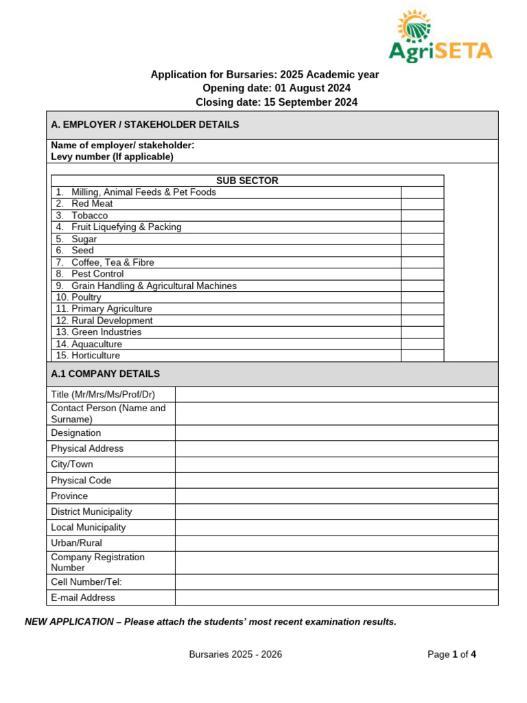 5.bursaries Application Form 2025 | PDF | Agriculture | Food Industry