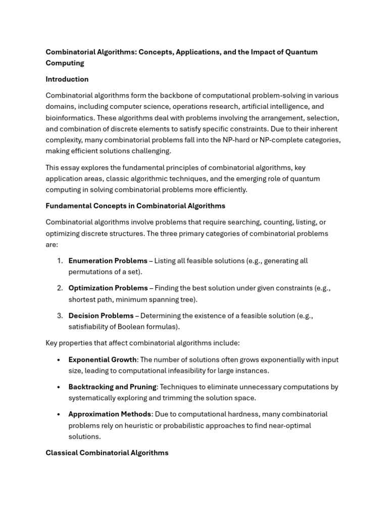 Combinatorial Algorithms | PDF | Quantum Computing | Combinatorics