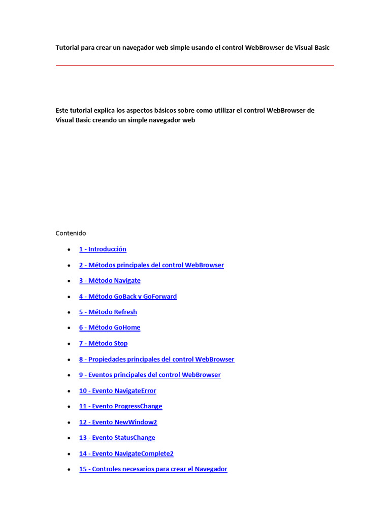 Tutorial para Crear Un Navegador Web Simple Usando El Control WebBrowser de Visual Basic | PDF ...