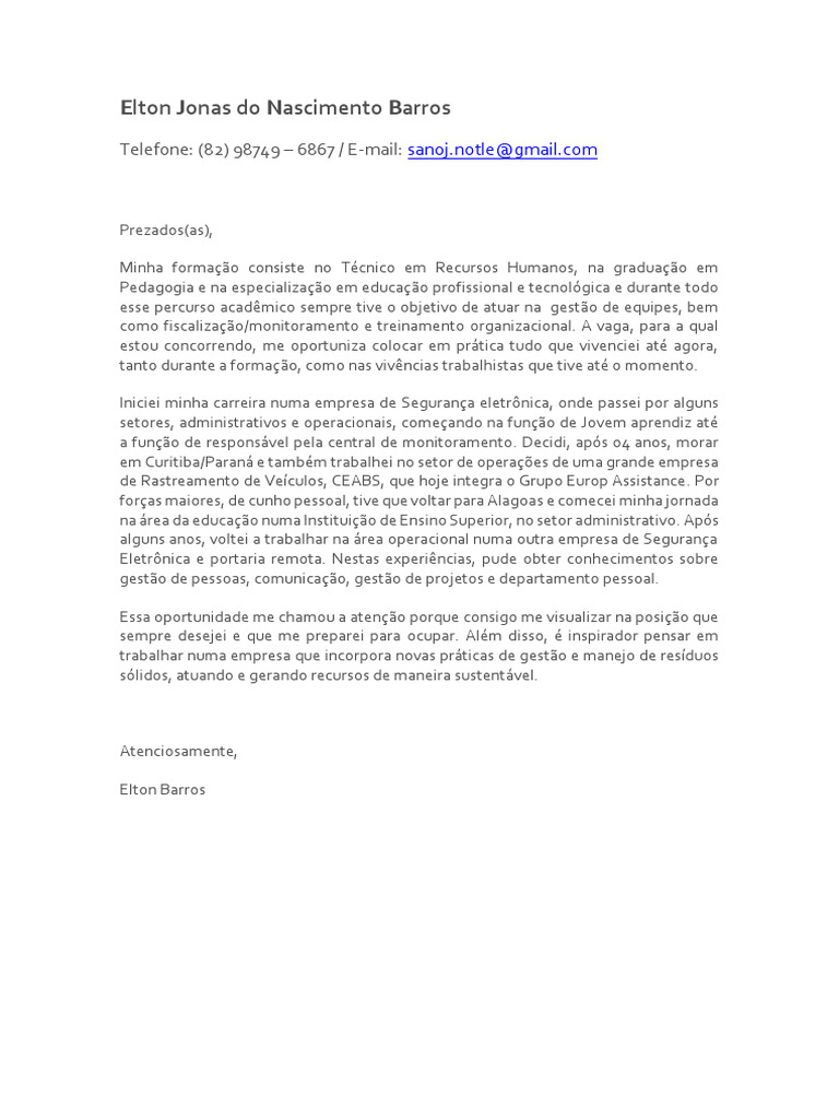 Currículo de Elton Barros: Gestão e Educação | PDF