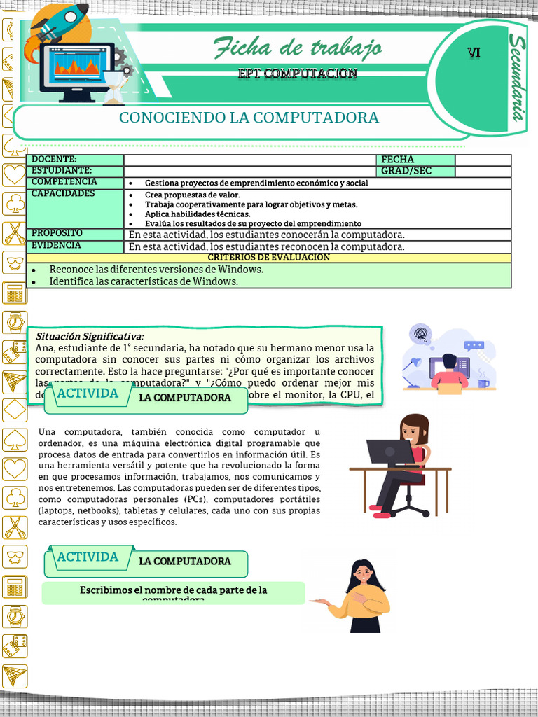 FICHA DE ACTIVIDAD EPT COMPU VI - SEMANA 1 (1) | PDF | Hardware de la computadora | Unidad ...