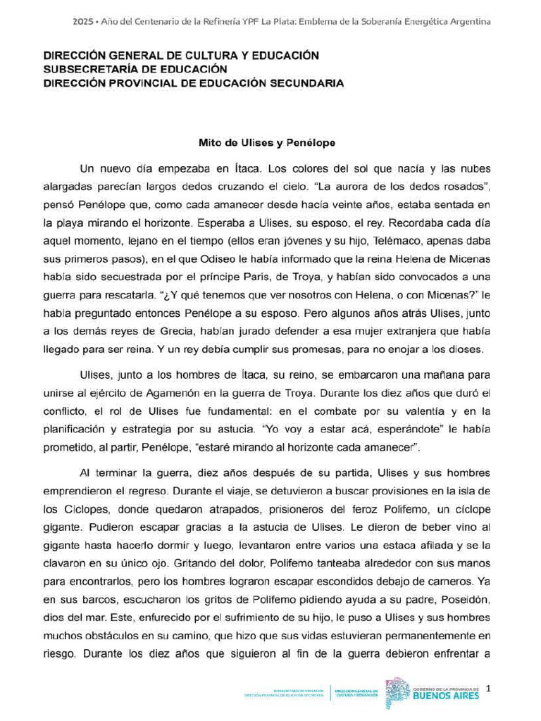 Mito de Penélope y Ulises | PDF