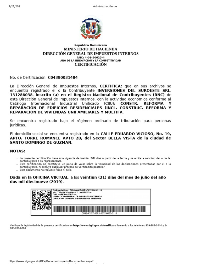 CERTIFICACION-DGII-pdf | PDF