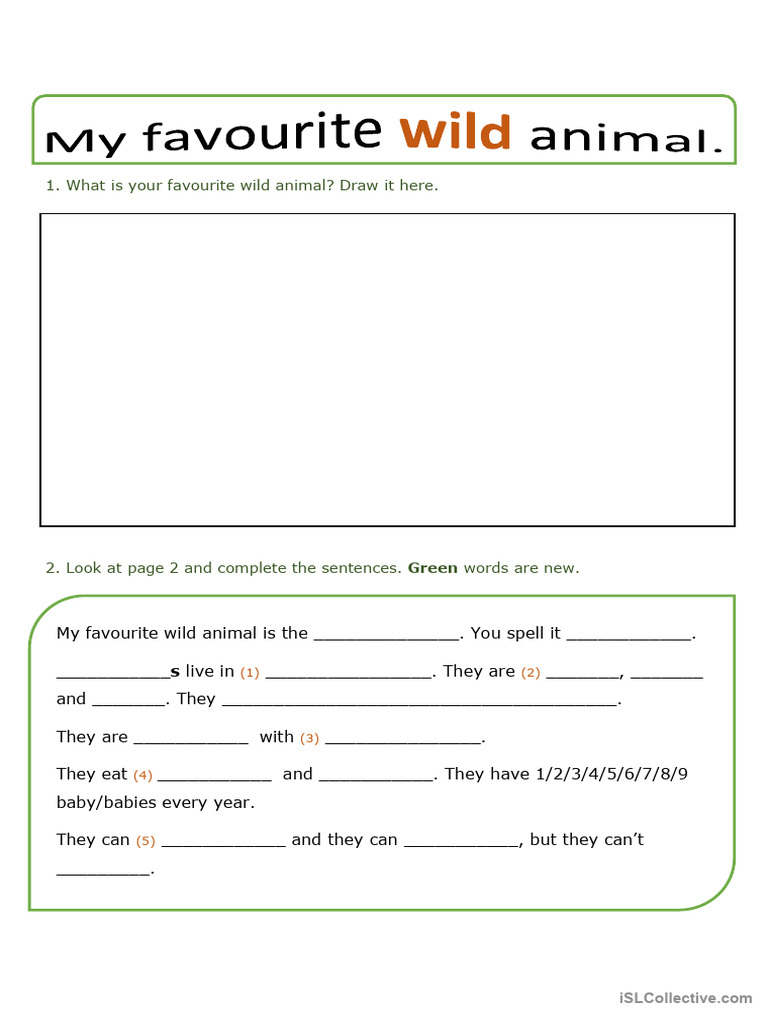My Favourite Wild Animal Activity | PDF