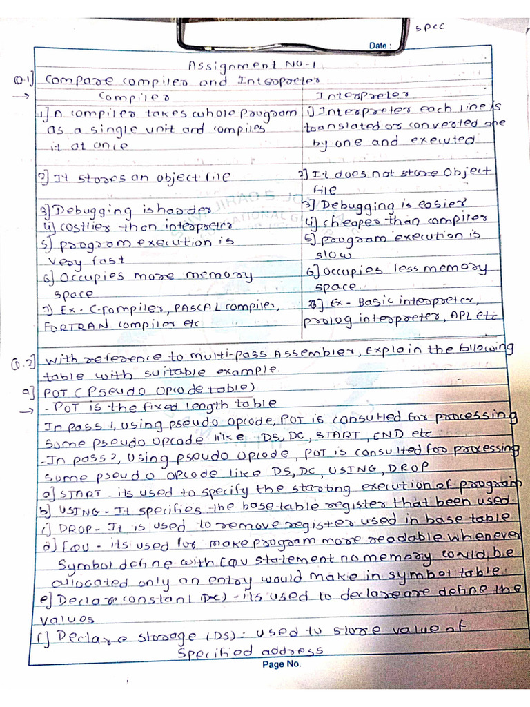 SPCC Assignment 1 | PDF