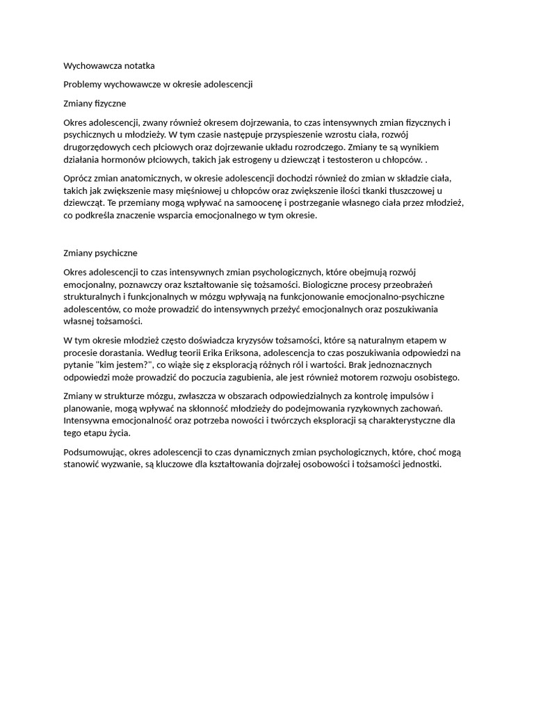 Wychowawcza Notatka | PDF