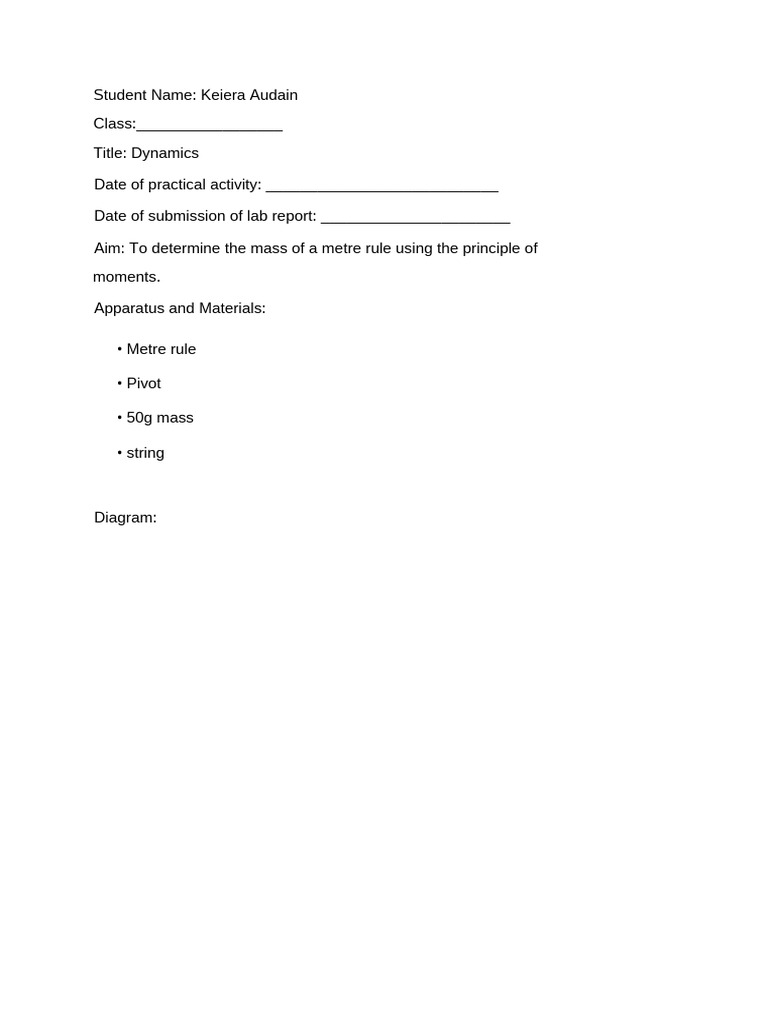 Determining Mass of a Meter Rule | PDF | Mass | Metre