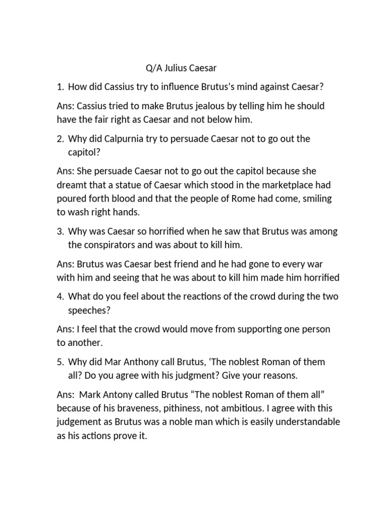 QA Julius Caesar | PDF