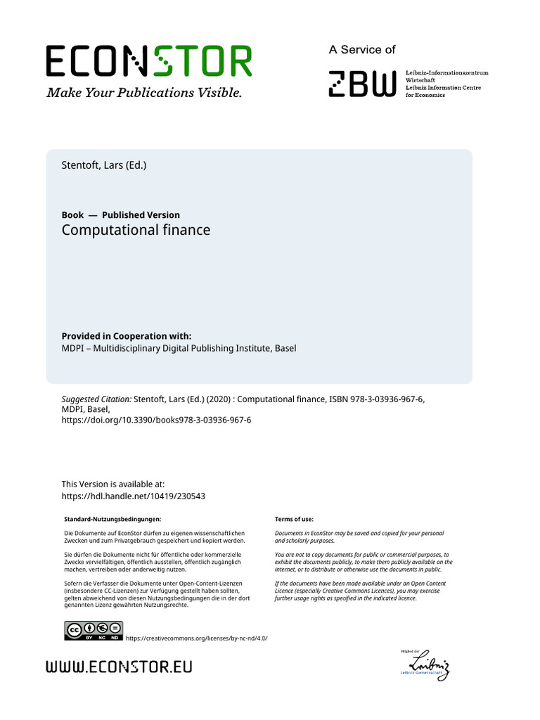 Computational Finance | PDF | Option (Finance) | Monte Carlo Method