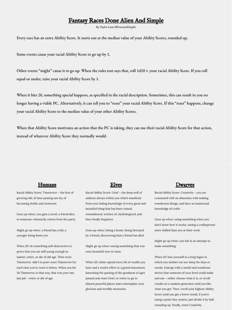 Fantasy Races Done Alien and Simple | PDF