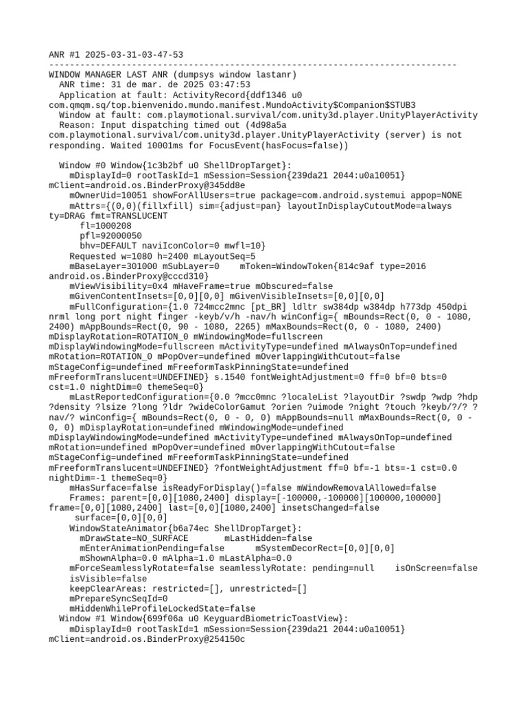 Dumpsys ANR WindowManager | PDF | Personal Digital Assistant | Software