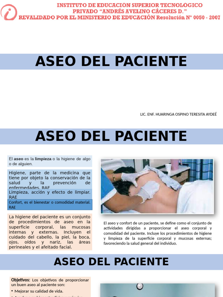 Aseo y Baño de Pacientes: Guía Completa | PDF | Higiene | Afeitado