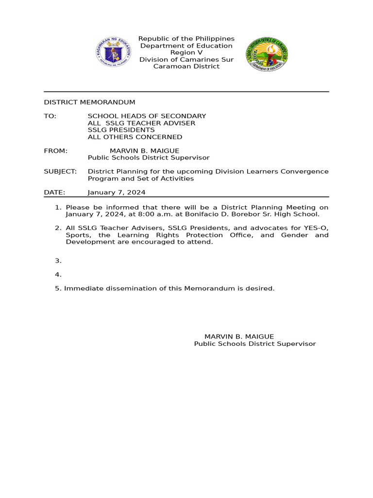 District MEmo_Planning | PDF