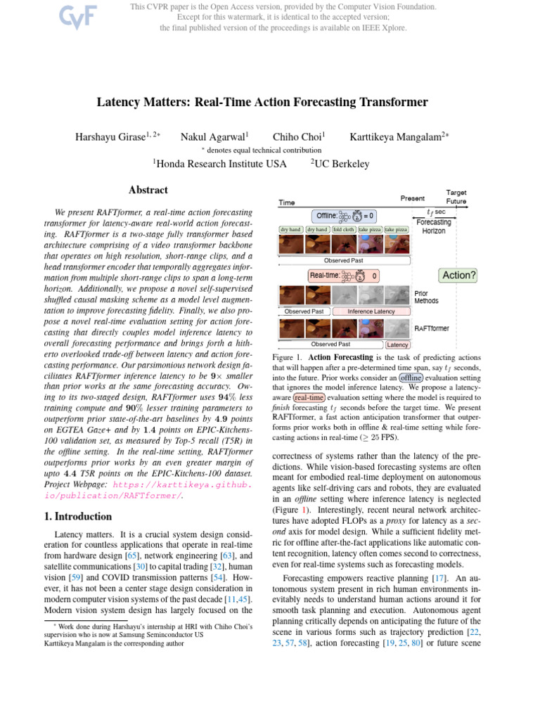 Girase Latency Matters Real-Time Action Forecasting Transformer CVPR ...