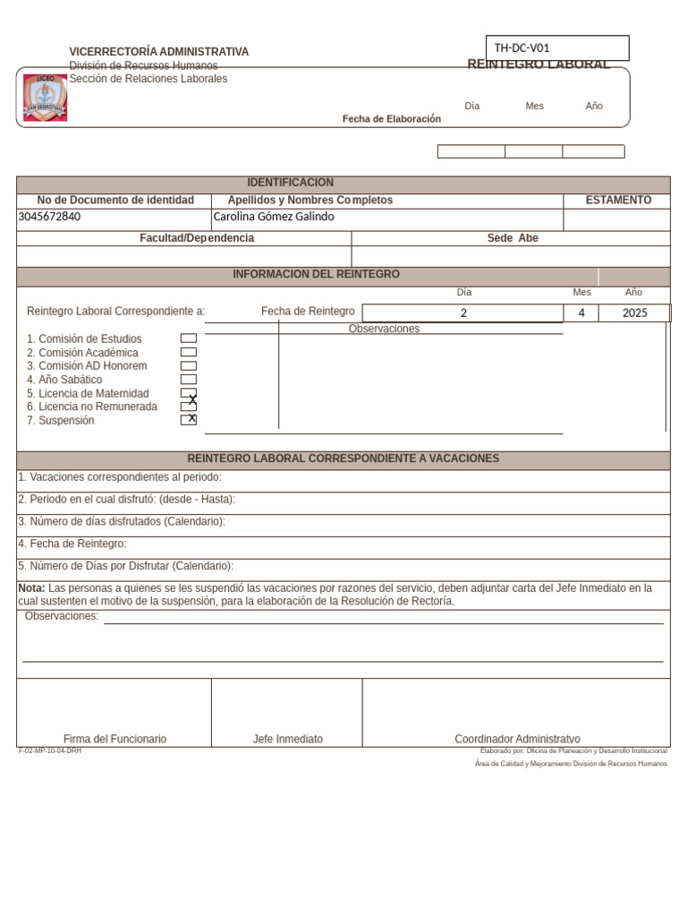 Reintegro Laboral | PDF