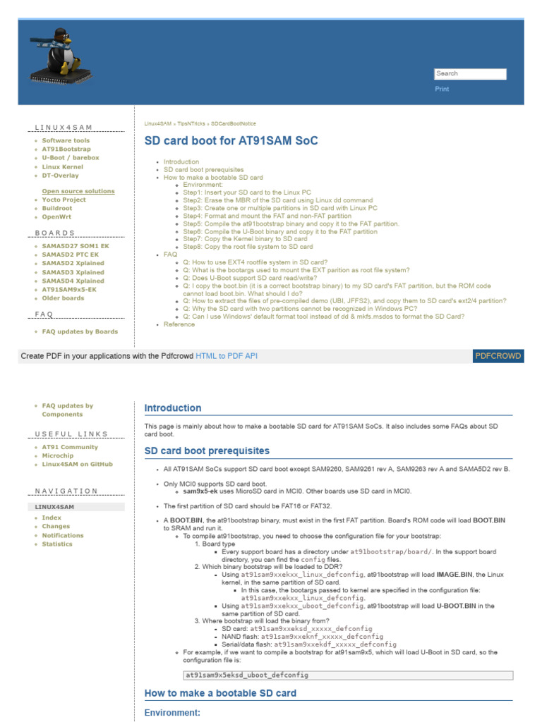WWW At91 Com Linux4sam Bin View Linux4SAM SDCardBootNotice | PDF | Booting | File System