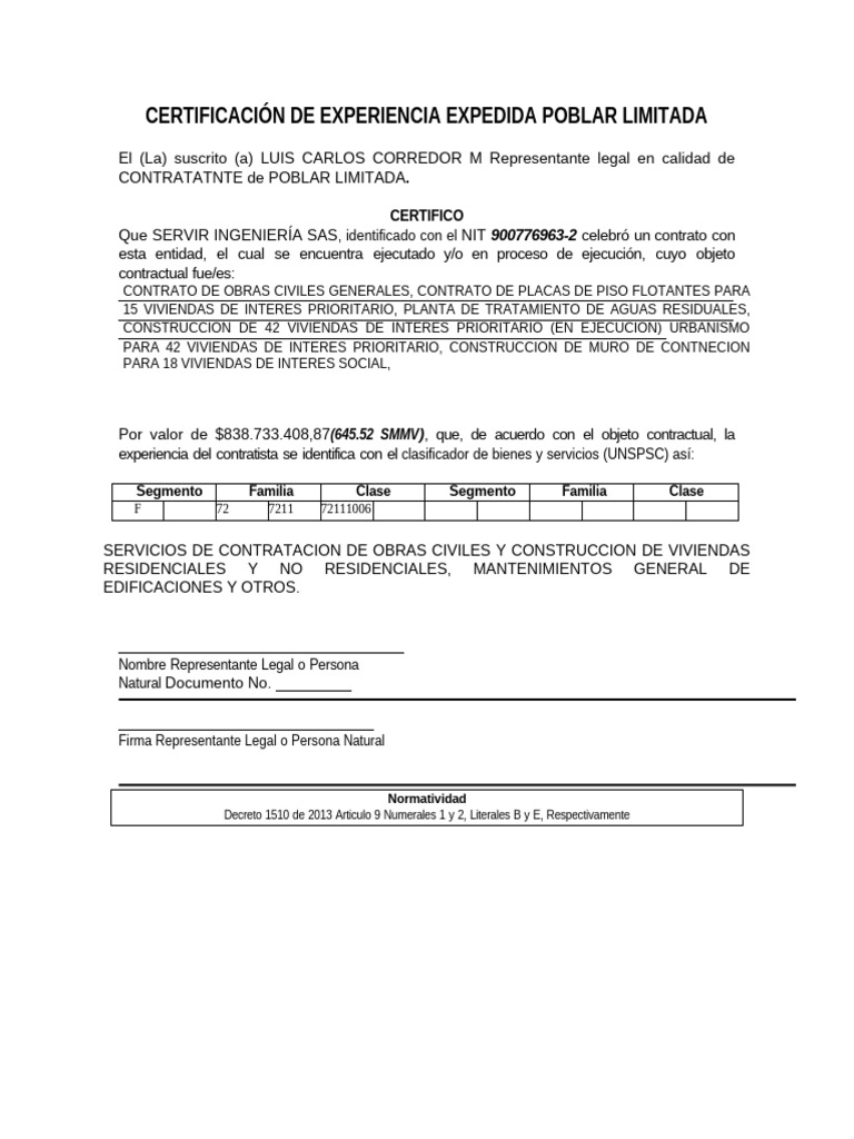 Certificado de Experiencia | PDF