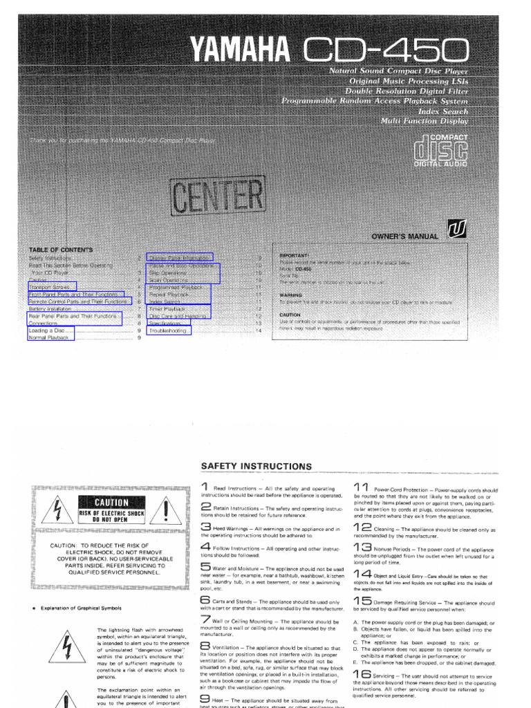 Yamaha CD450 | PDF
