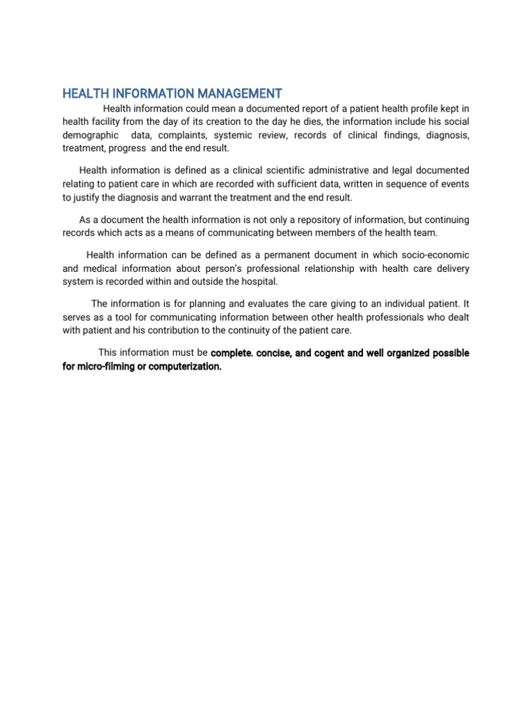 Health Information Management | PDF