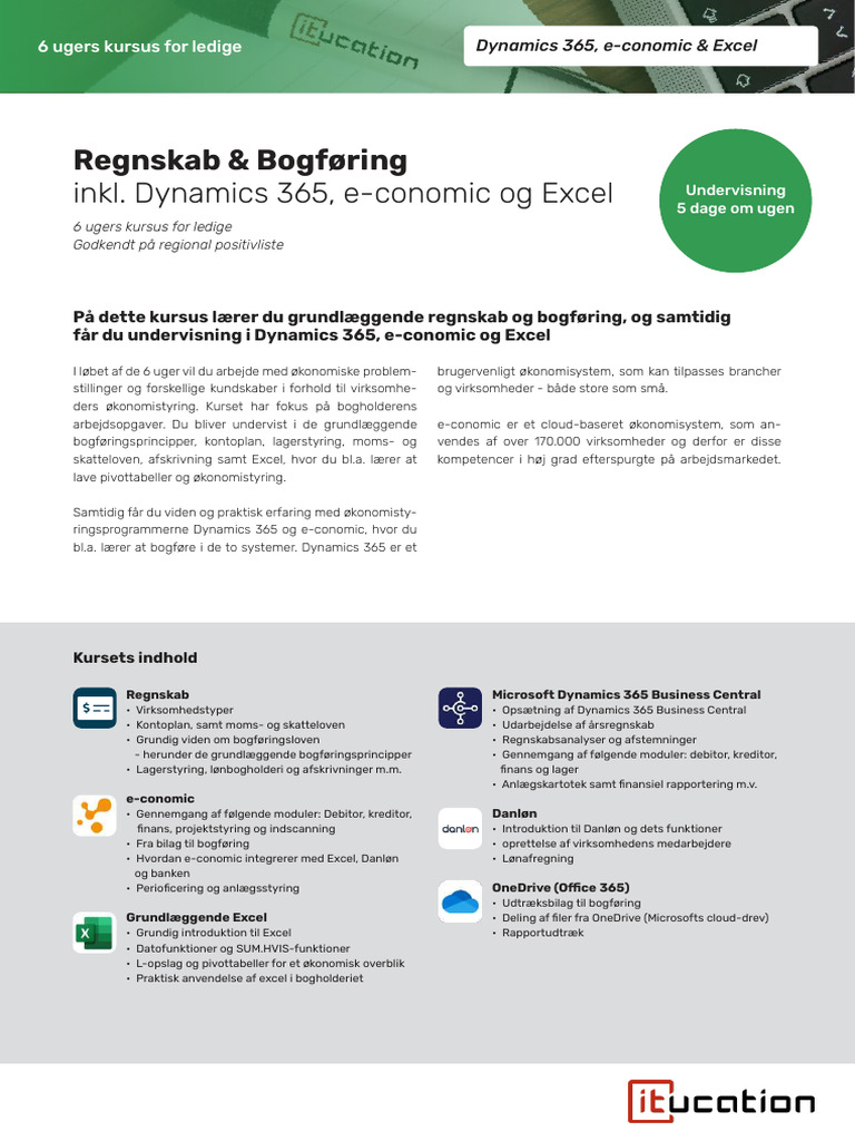 Regnskab Og Bogfoering Inkl. Dynamics 365 e Conomic Excel 5 | PDF