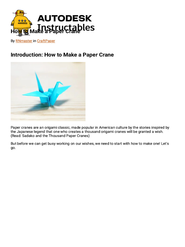How To Make A Paper Crane - 16 Steps (With Pictures) - Instructables ...