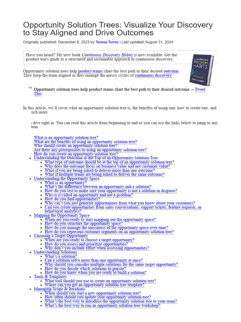 Opportunity Solution Trees - Visualize Your Discovery To Stay Aligned ...