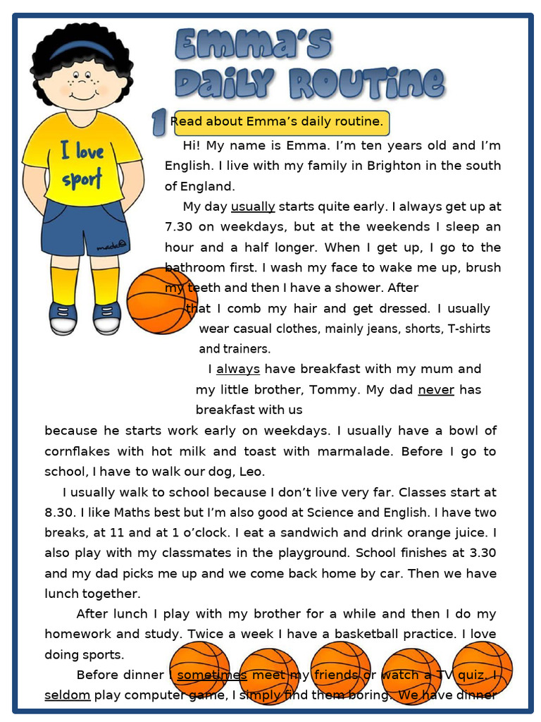 Emma's Daily Routine Overview | PDF