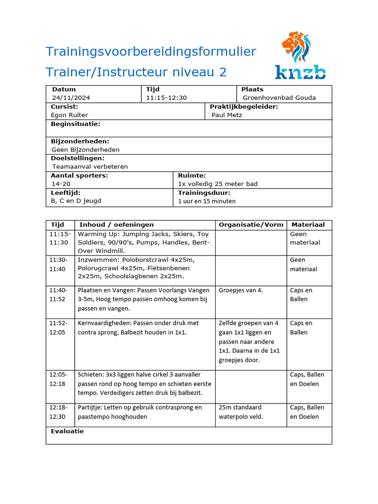 WP Training Invulformulier Unlocked | PDF