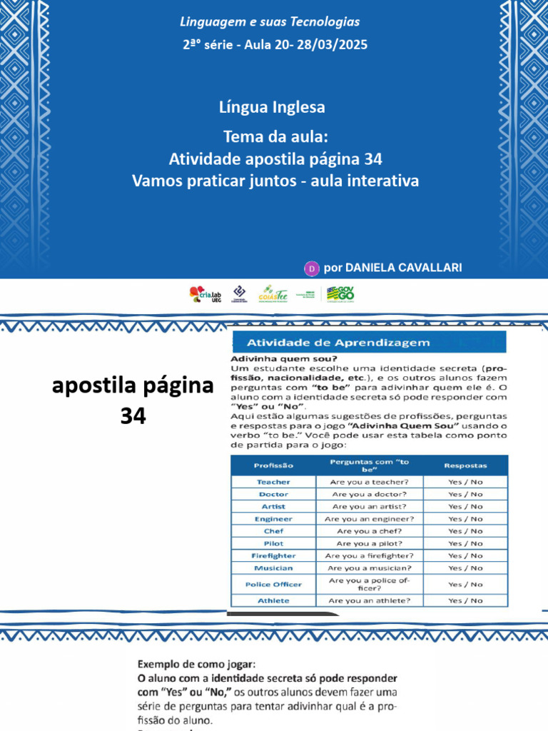 20 - LI - 28-03-2025 - 2 - S-Rie - Tema Da Aula - Atividade Apostila P-Gina 34 Vamos Praticar ...