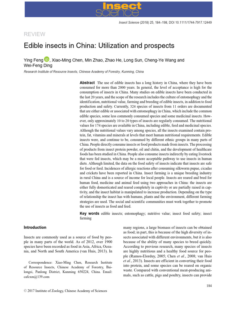 Edible Insects in China: History & Trends | PDF | Insects | Nutrition