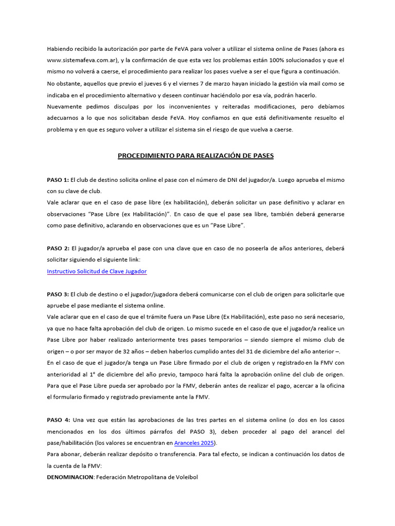 Pases FMV 2025 | PDF