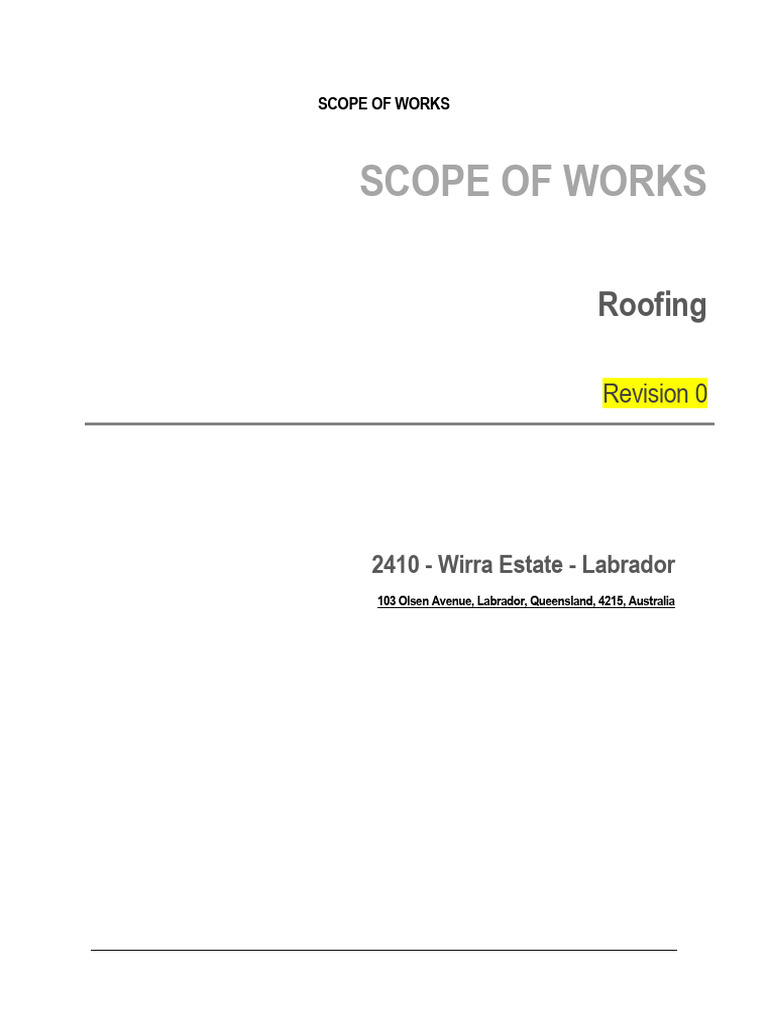 2410 - Wirra Estate - Labrador - Roofing - Scope | PDF | General ...