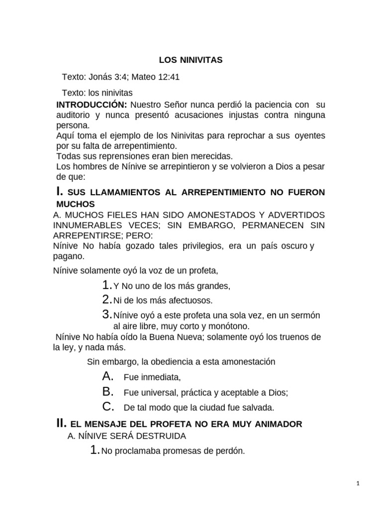 Los Ninivitas Pdf Jonás Jesús