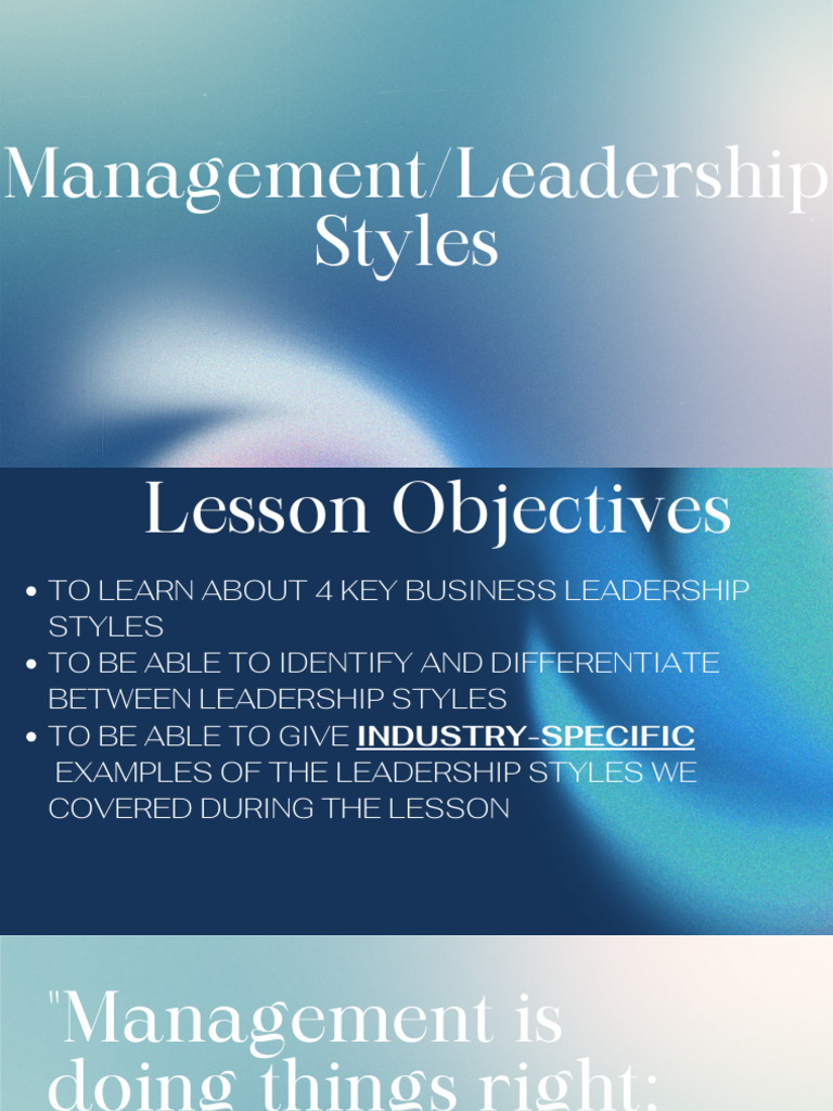 Key Business Leadership Styles Explained | PDF