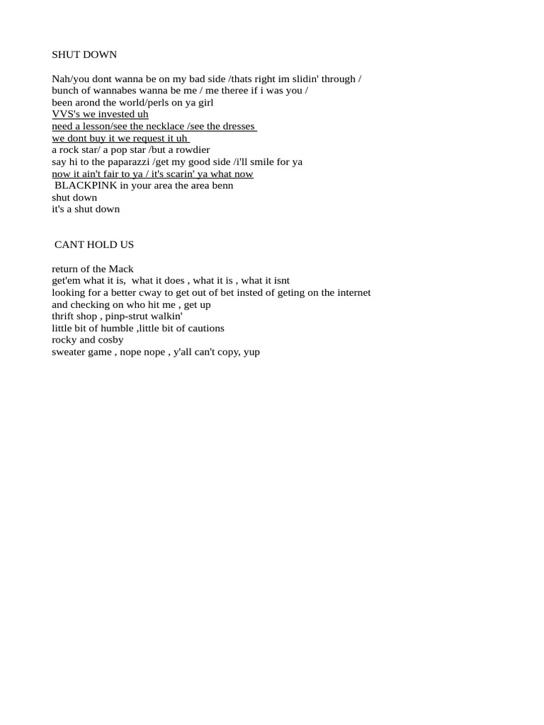Shutdown Lyrics Analysis | PDF