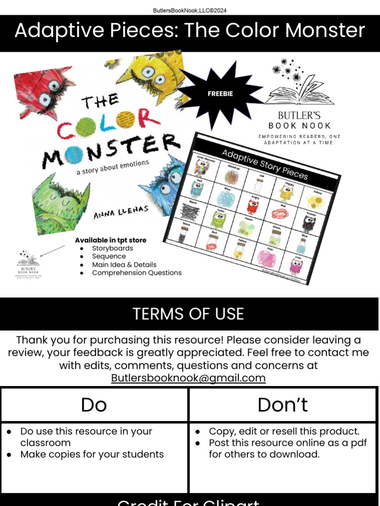 Adaptive Color Monster Story Pieces | PDF