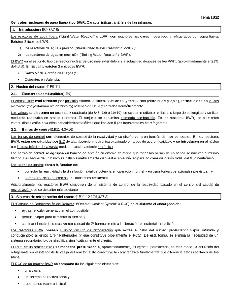 1B12 Centrales Nucleares BWR | PDF | Física nuclear | Tecnología nuclear