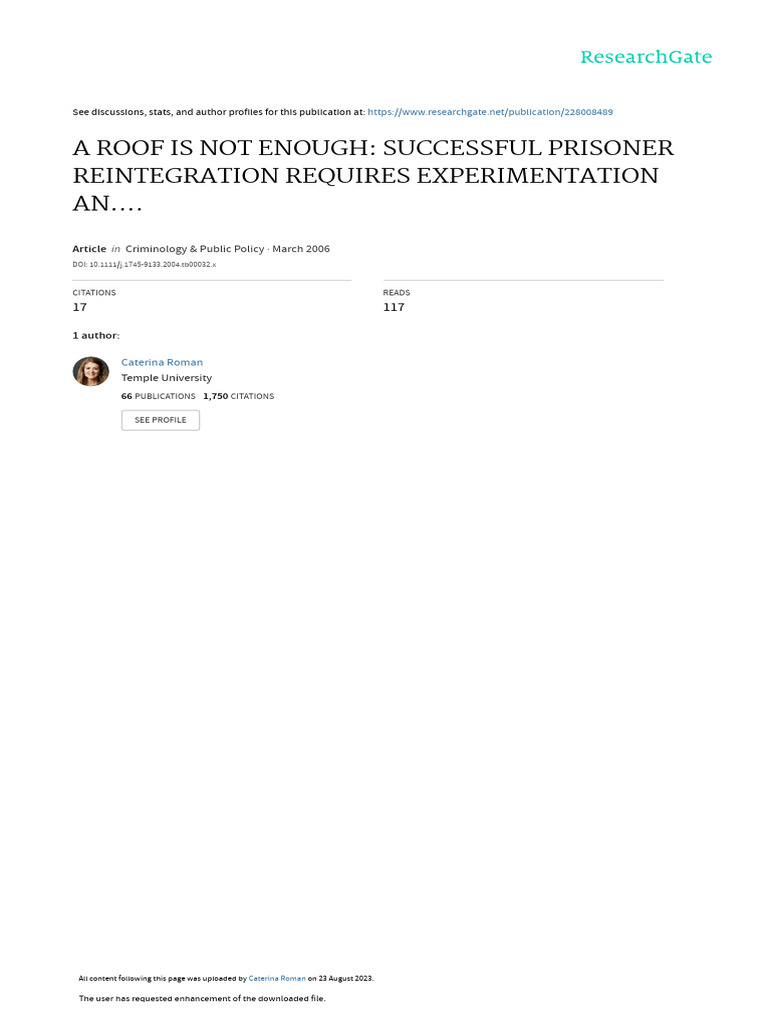 Effective Strategies for Prisoner Reintegration | PDF