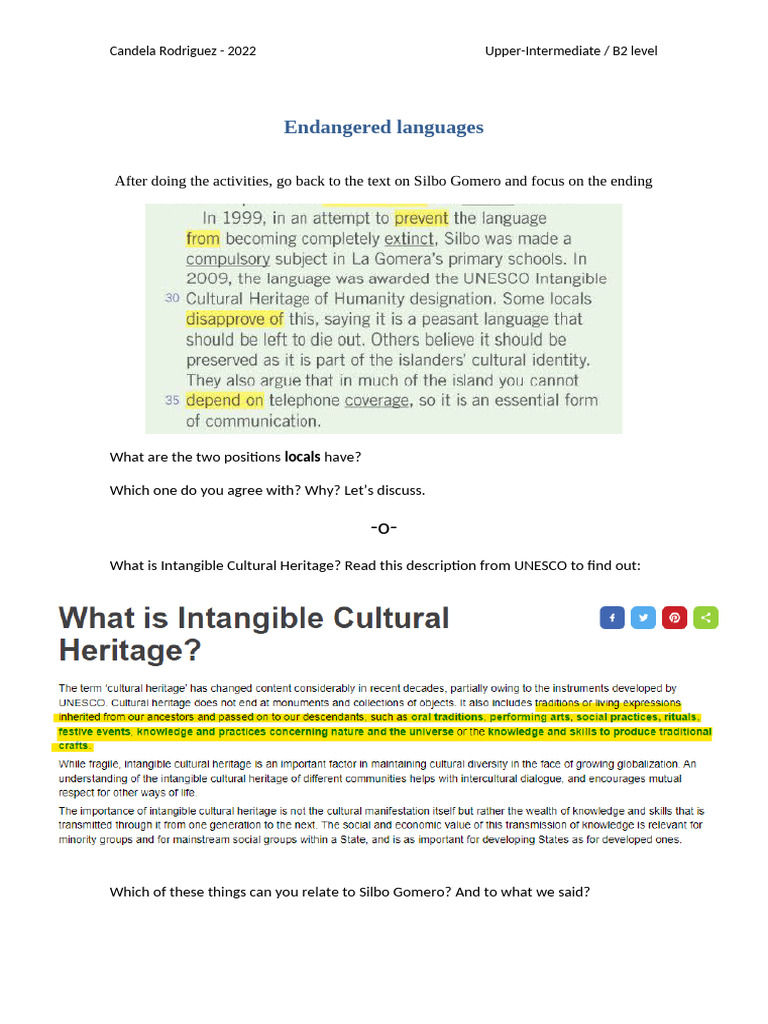 Endangered Languages and Cultural Heritage | PDF | Communication ...