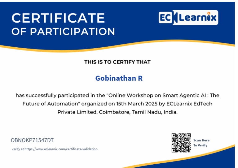 Smart+Agentic+AI+ +The+Future+of+Automation-certificate | PDF