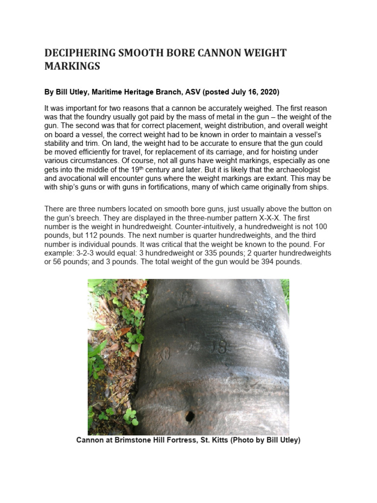 Deciphering Smooth Bore Cannon Weight Markings | PDF | Pound (Mass ...